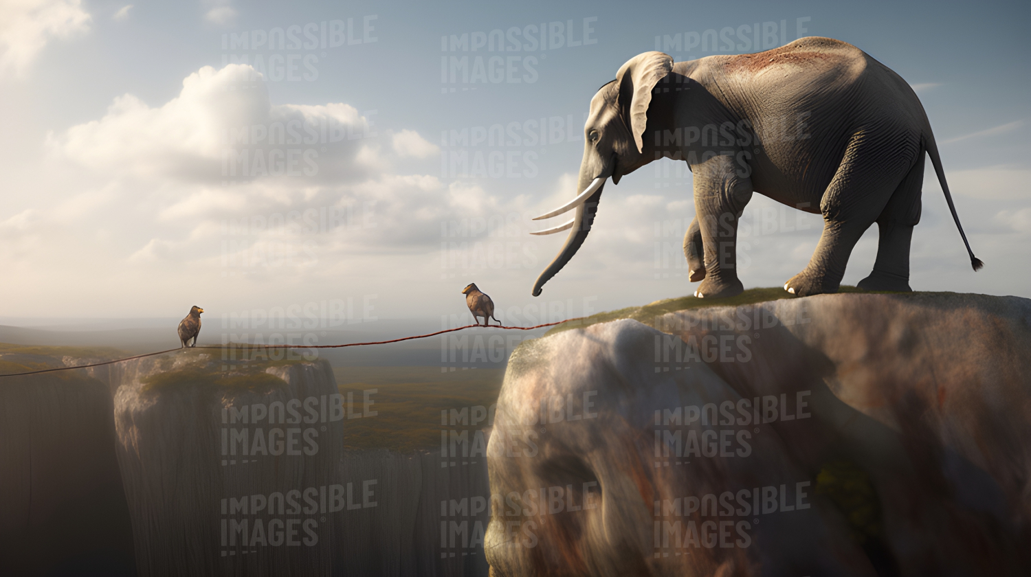An elephant on a cliff - Impossible Images - Unique stock images for ...