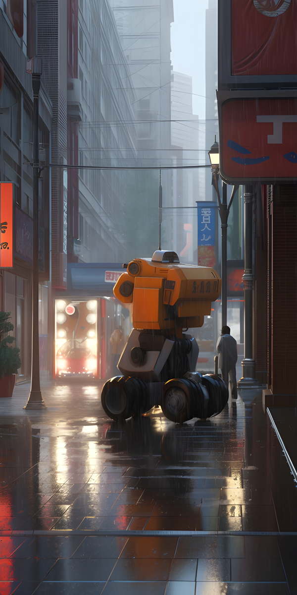 Street cleaning robot in the city - Impossible Images - Unique stock ...