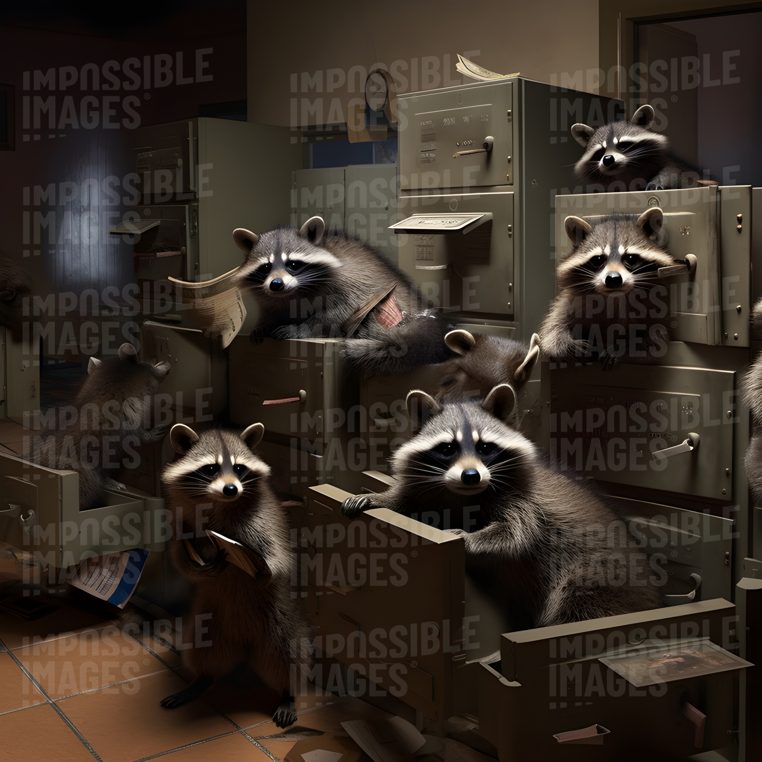 Raccoons robbing a bank - Impossible Images - Unique stock images for ...