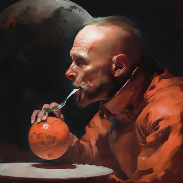 Painting of a man eating a planet - Impossible Images - Unique stock ...