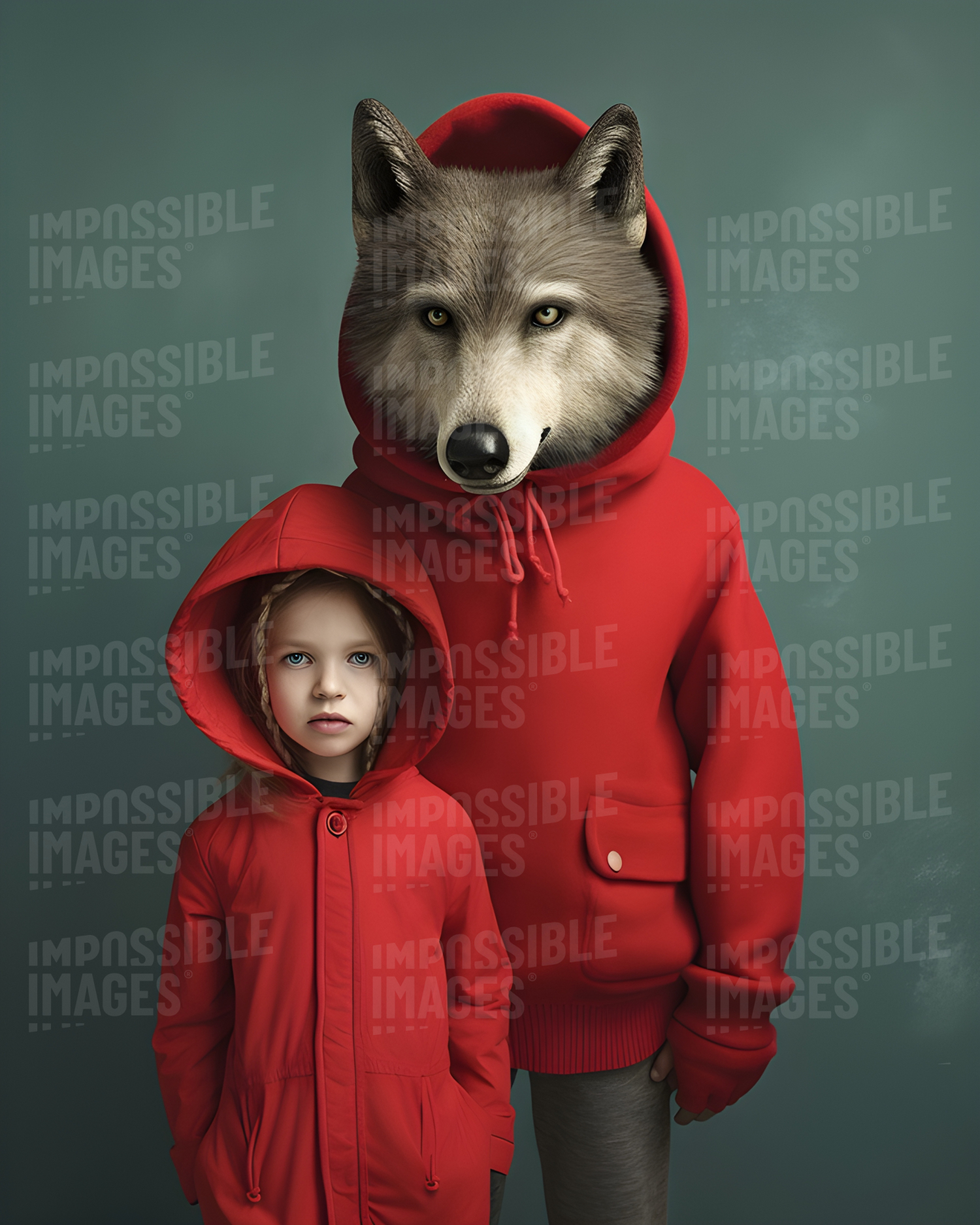 Little girl in a red hoodie and a wolf - Impossible Images - Unique ...