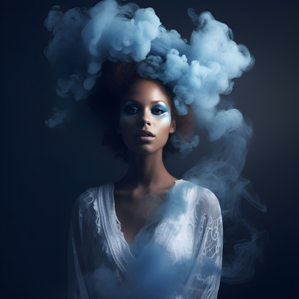 Portrait of a woman in blue smoke - Impossible Images - Unique stock ...