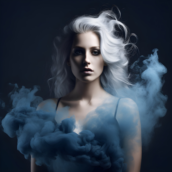 Portrait of a blonde woman in blue smoke - Impossible Images - Unique ...