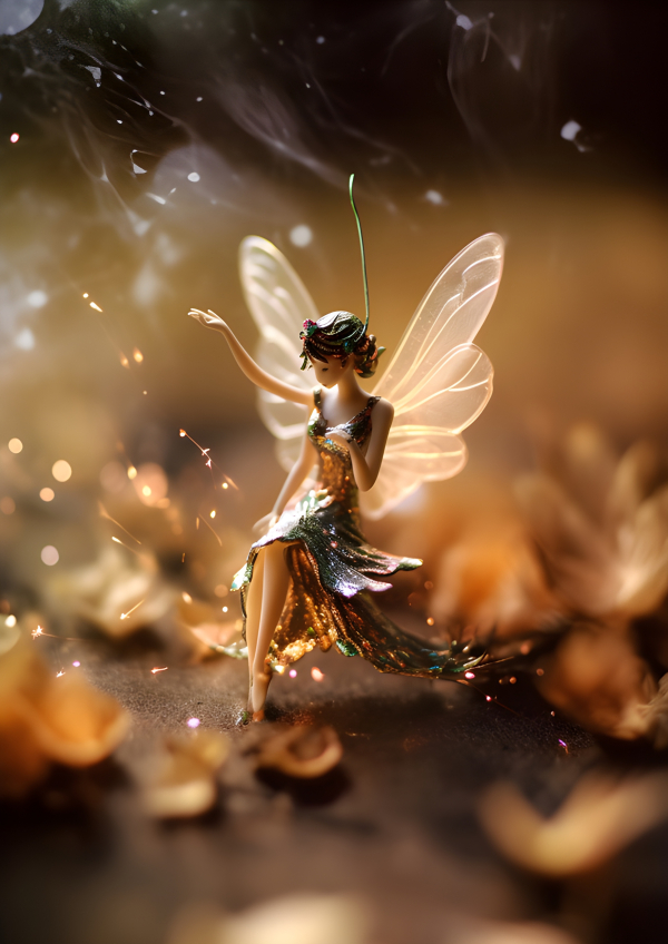 A tiny Fairy surrounded by Fireflies - Impossible Images - Unique stock ...