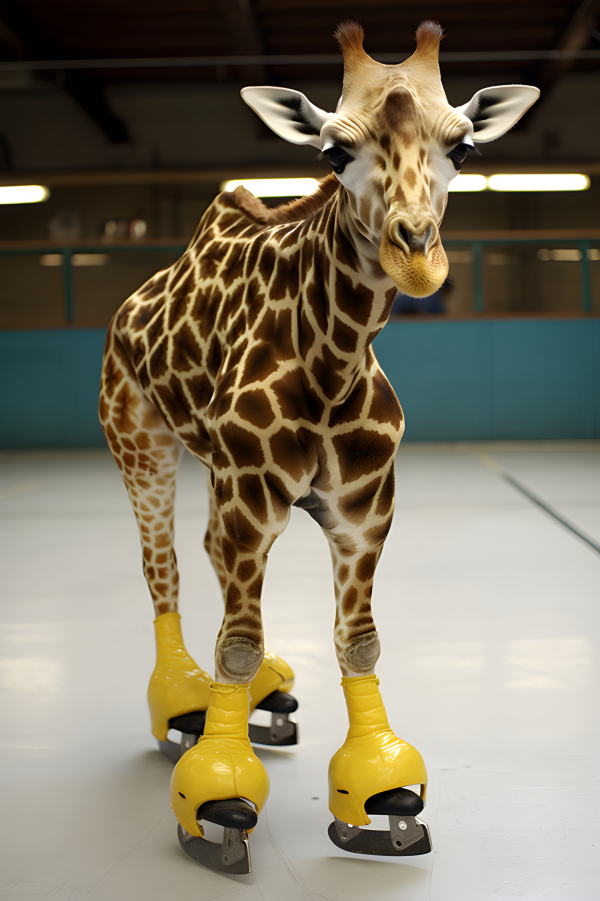A giraffe ice skating - Impossible Images - Unique stock images for ...