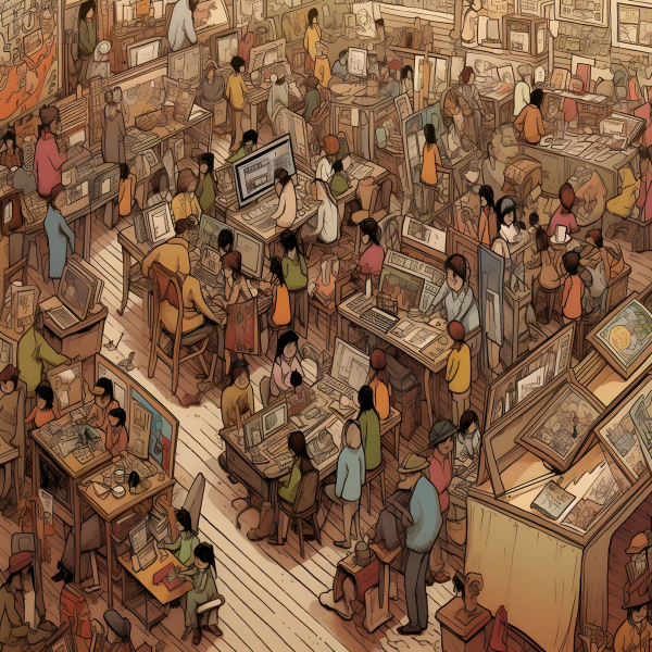 Illustration of Hundreds of Artists at work - Impossible Images ...