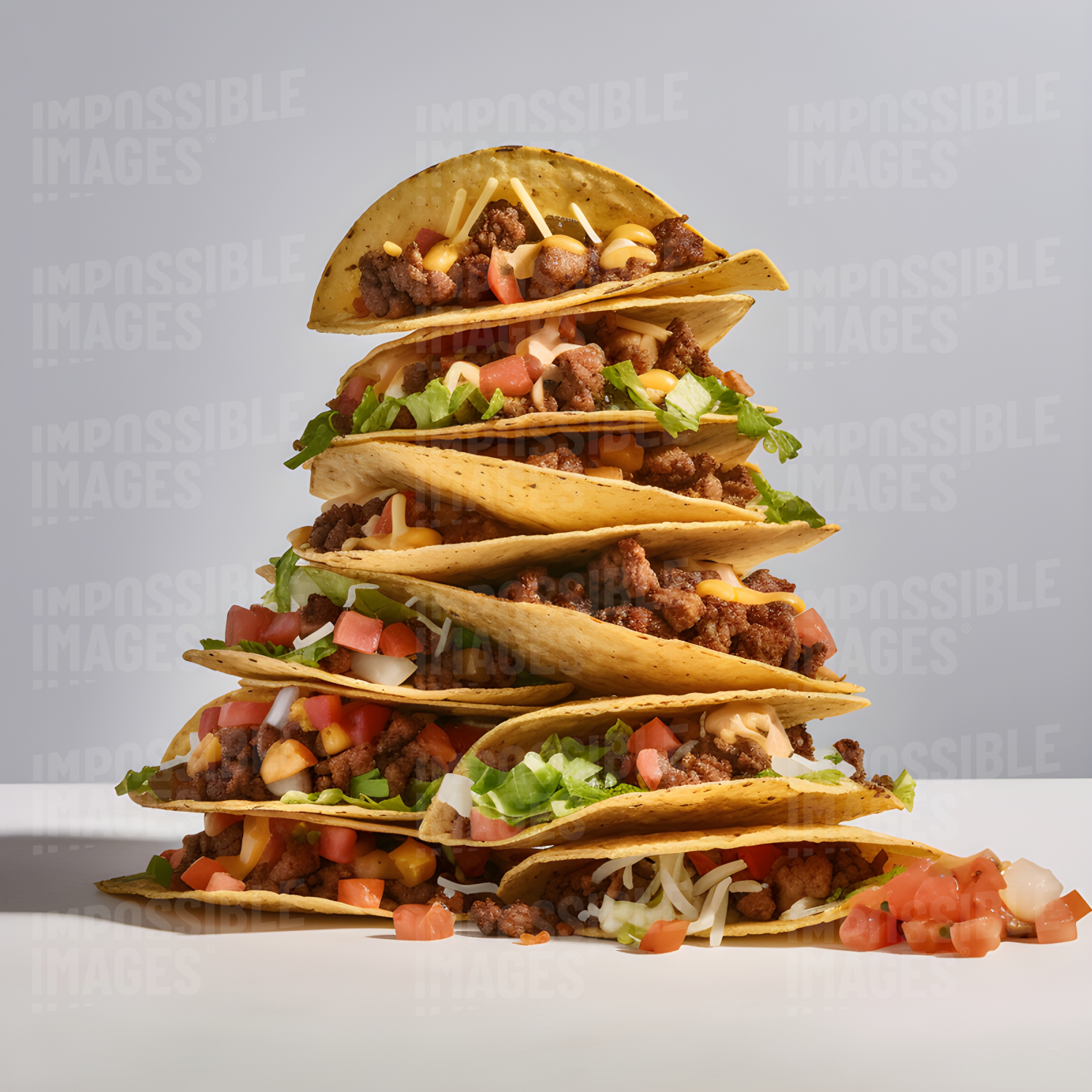A pyramid of fully loaded tacos - Impossible Images - Unique stock ...