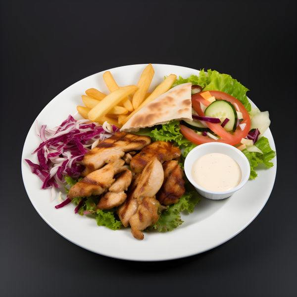 Grilled chicken kebab and chips - Impossible Images - Unique stock ...