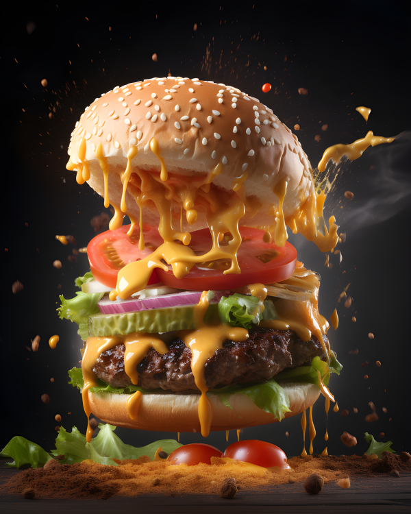 Exploding Sauce in a Burger - Impossible Images - Unique stock images ...