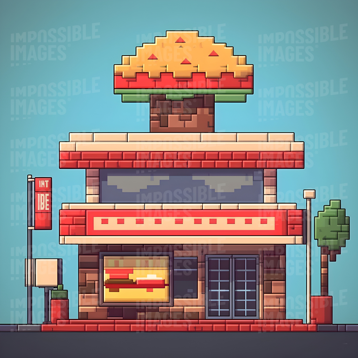 8-bit pixelated fast food restaurant - Impossible Images - Unique stock ...