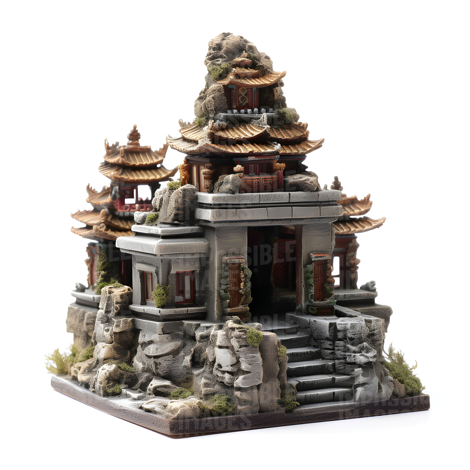 A miniature model temple - Impossible Images - Unique stock images for commercial use.