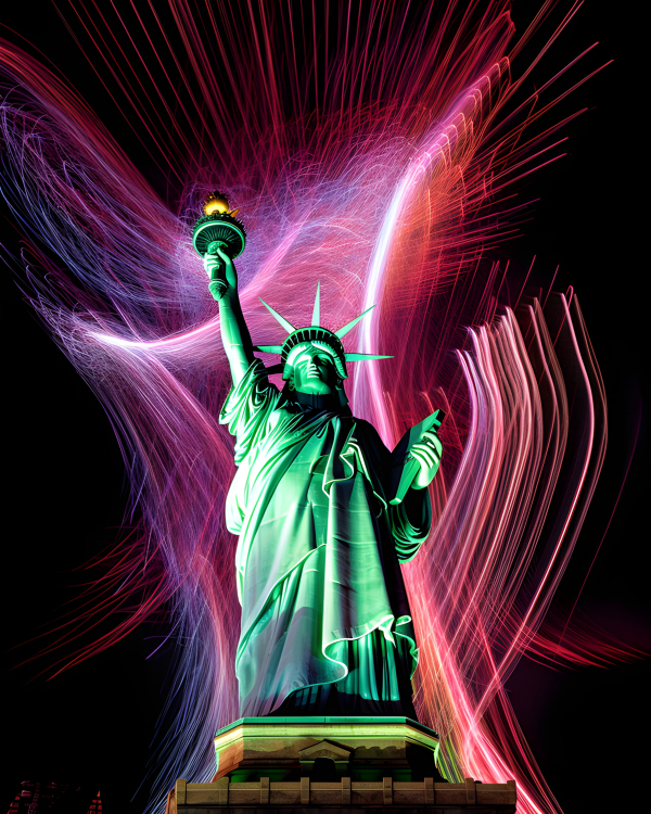 Light trails around the Statue of liberty - Impossible Images - Unique ...