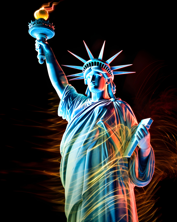Light trails around the Statue of liberty - Impossible Images - Unique ...