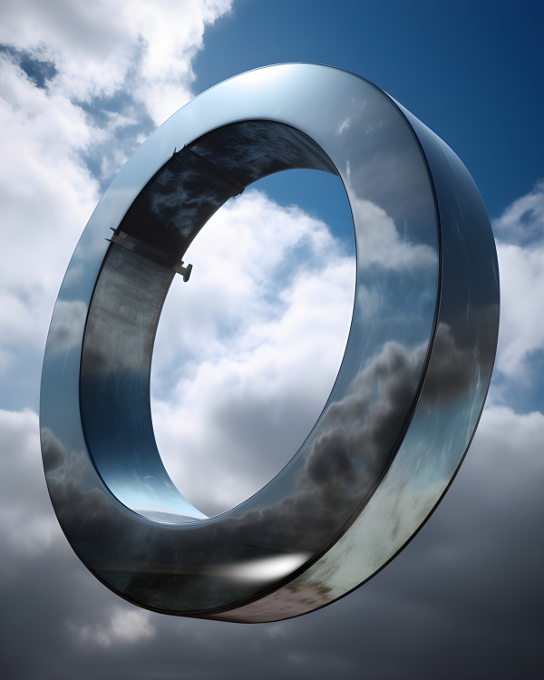 Metaliic letter O floating in the sky - Impossible Images - Unique ...