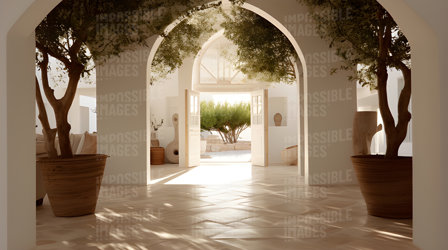 Villa foyer with olive trees - Impossible Images - Unique stock images ...