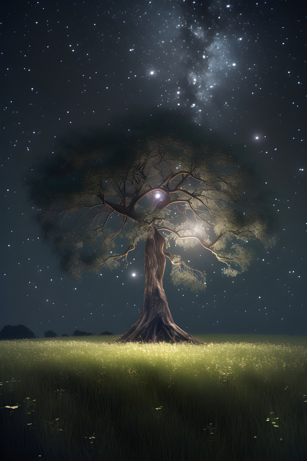 A tree illuminated in starlight - Impossible Images - Unique stock ...
