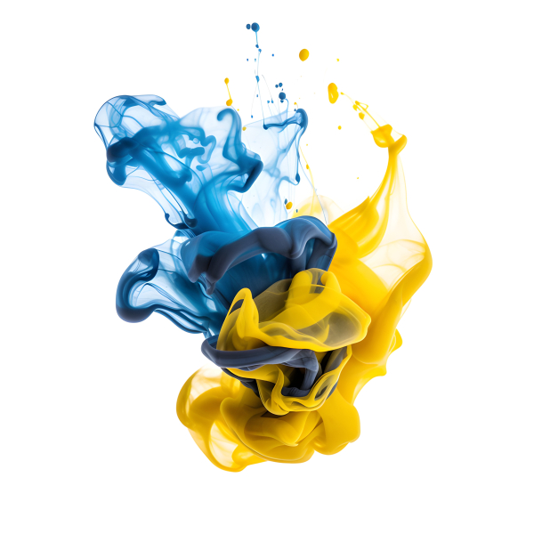 Blue and yellow smoke art on a white background - Impossible Images ...