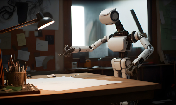 A robot at a drawing desk - Impossible Images - Unique stock images for ...