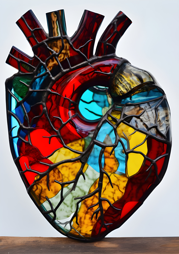 An anatomical heart made out of stained glass fragments - Impossible ...