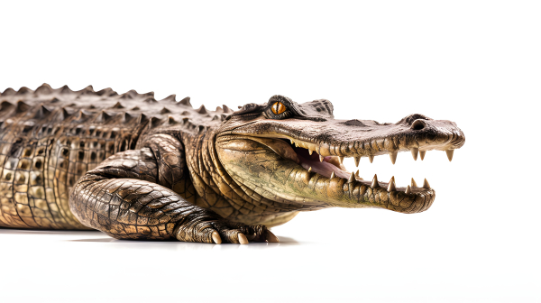 Side angle photo of a crocodile on a white background - Impossible ...