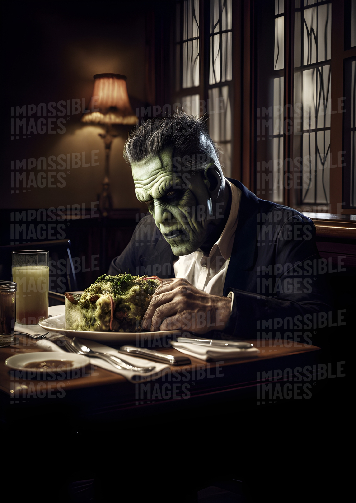 Frankenstein's Monster eating alone - Impossible Images - Unique stock ...