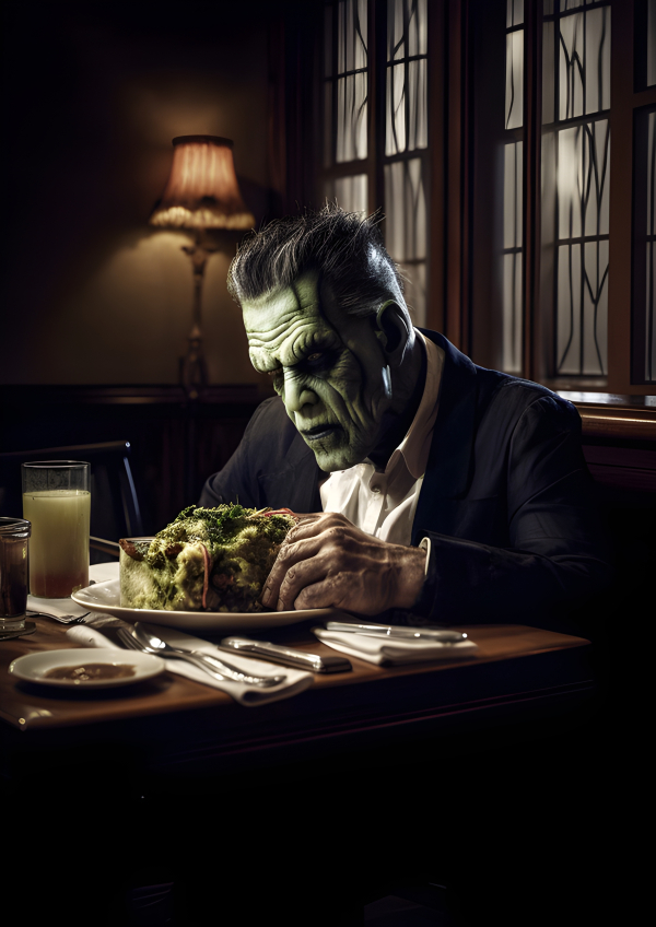 Frankenstein's Monster eating alone - Impossible Images - Unique stock ...