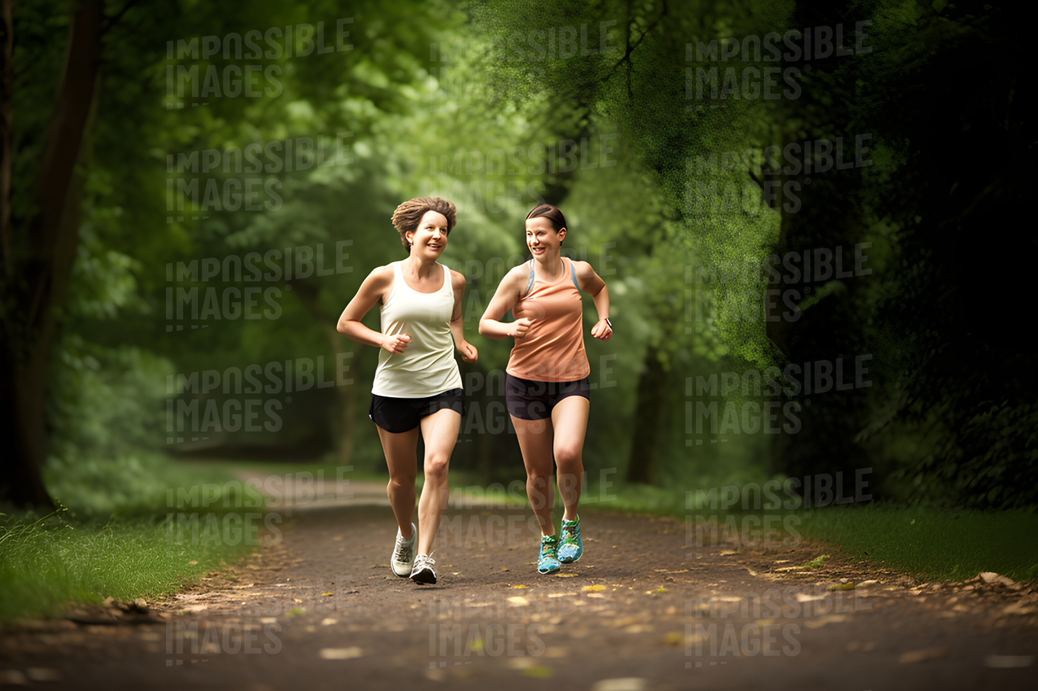 Two women jogging in a park - Impossible Images - Unique stock images ...