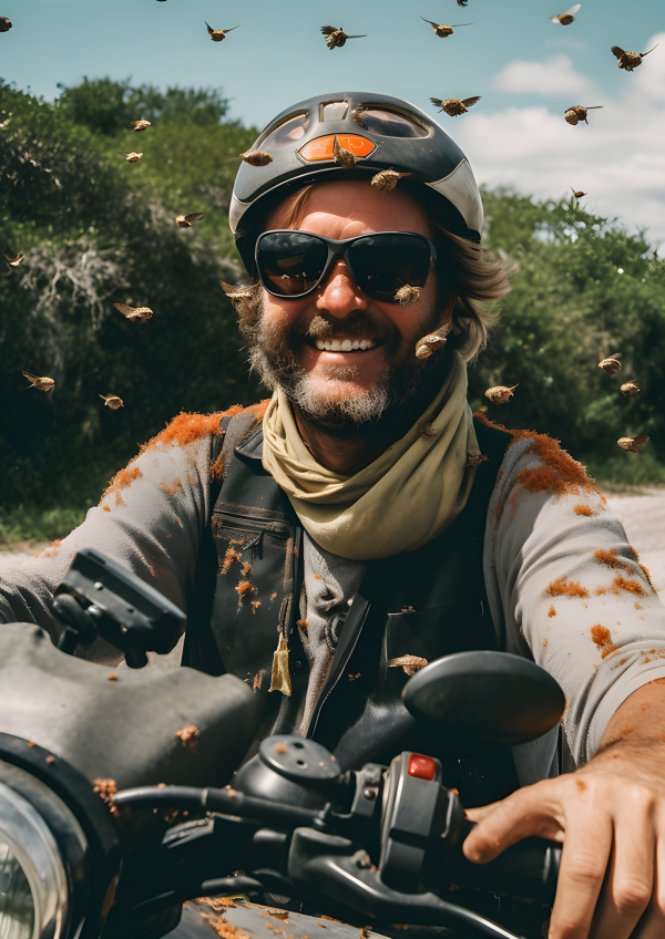 A Man on a Motorcycle covered in bugs - Impossible Images - Unique ...