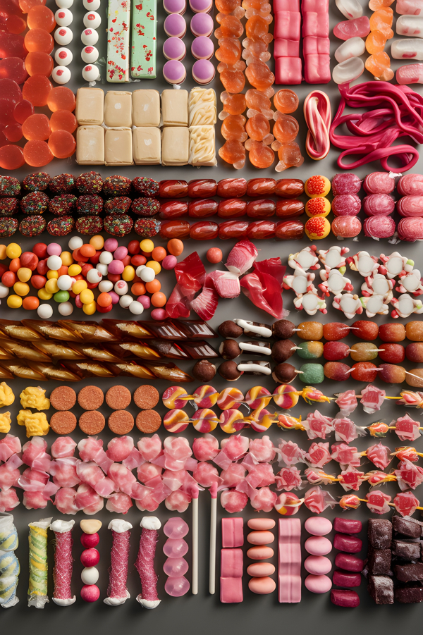 100s of different sweets arranged in a grid - Impossible Images ...