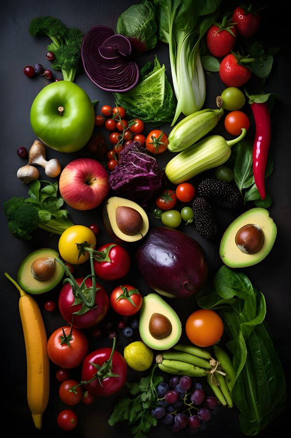 A random arrangement of different fruits and vegetables - Impossible ...