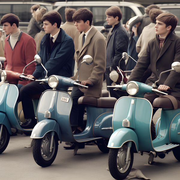 English Mods stood around with scooters - Impossible Images - Unique ...
