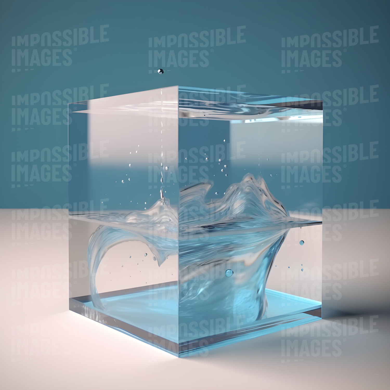 Cube of water - Impossible Images - Unique stock images for commercial use.