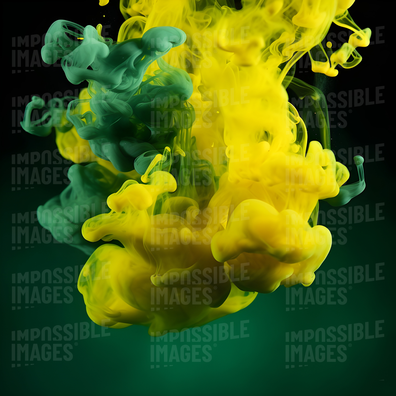 Green and yellow smoke intermingled on a green background - Impossible ...
