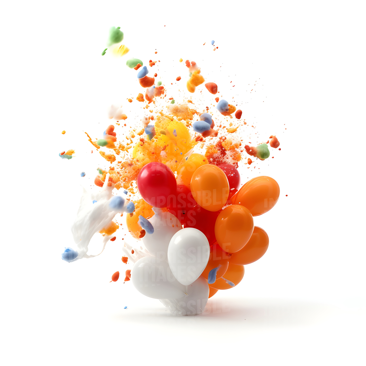 Orange white and red balloons popping - Impossible Images - Unique ...