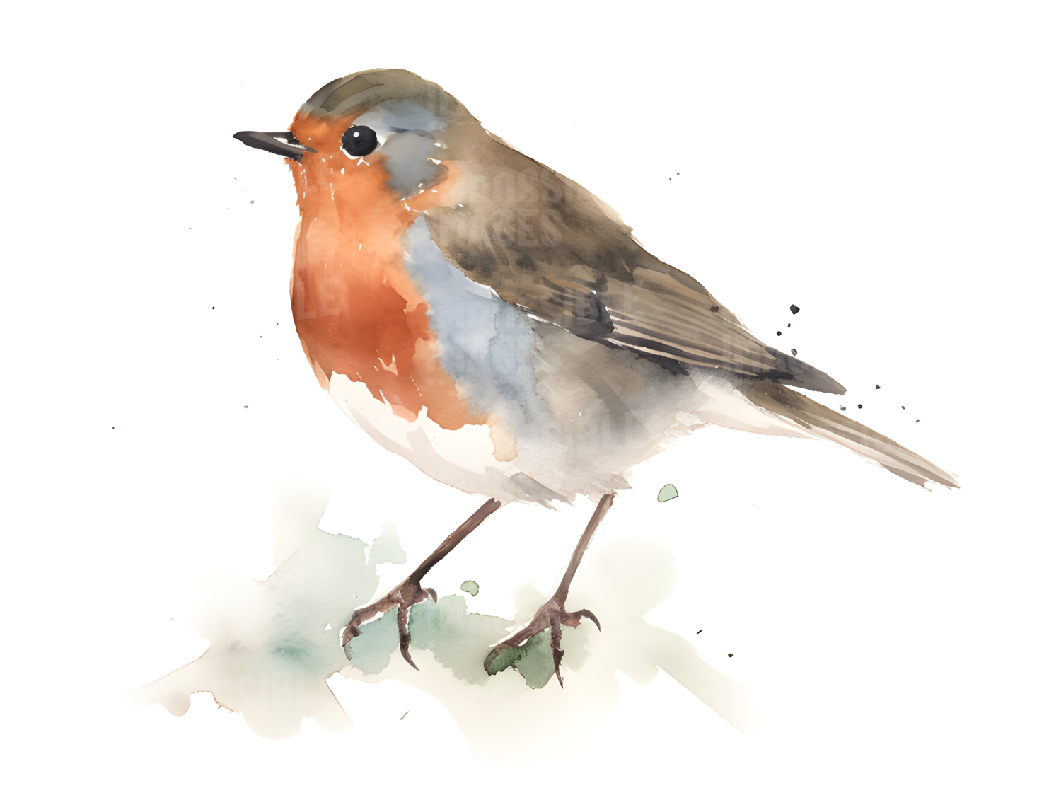 Watercolor painting of a robin - Impossible Images - Unique stock ...