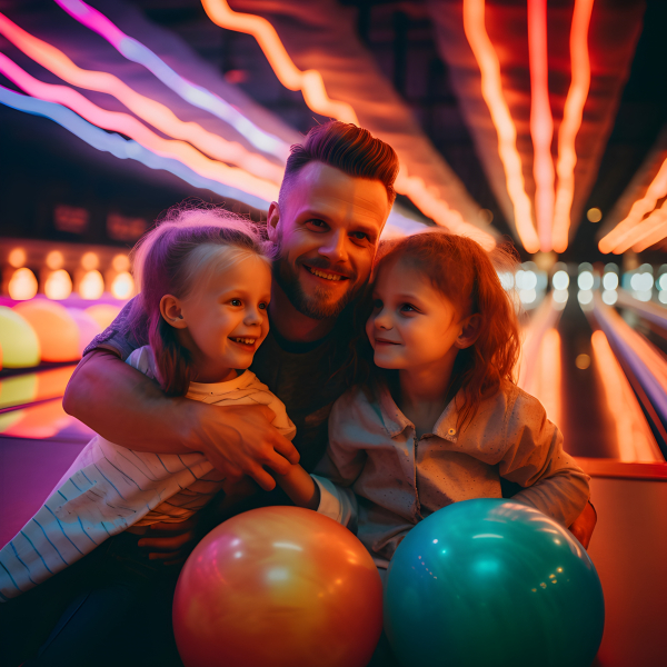 A father with his 2 daughters at the bowling alley - Impossible Images ...