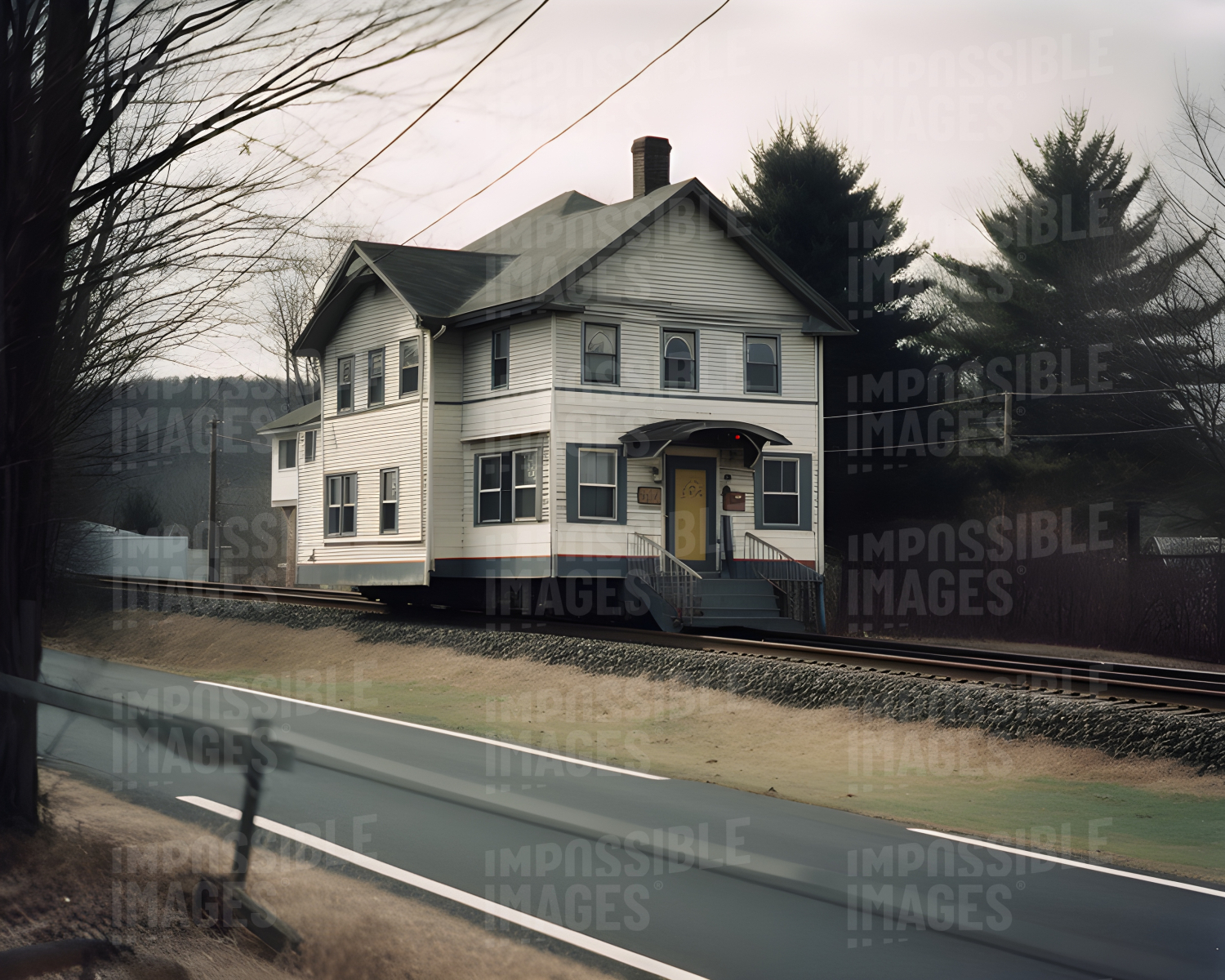 A house on train tracks - Impossible Images - Unique stock images for ...